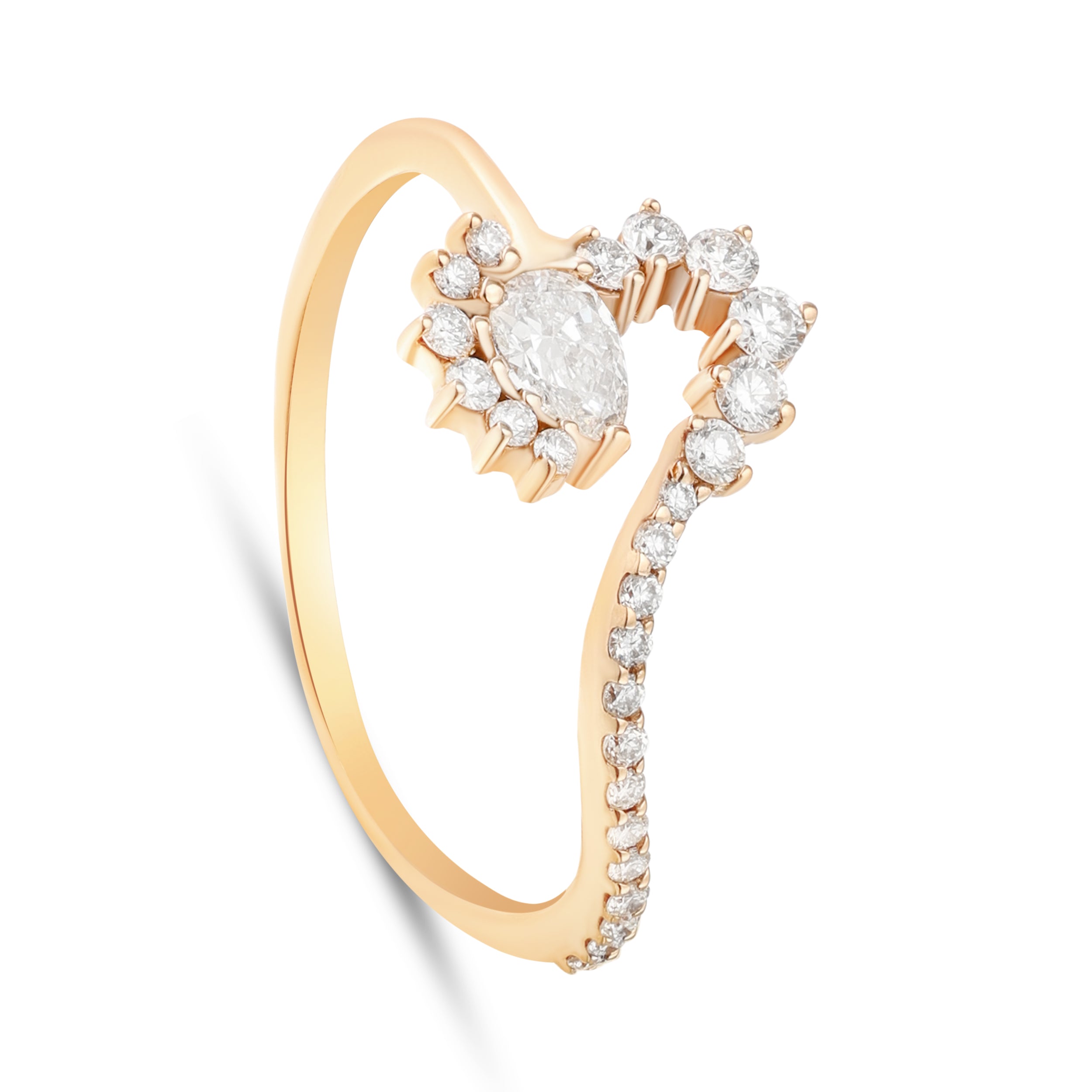 Irregular Shaped Beautiful Diamond Ring in 18k Rose gold - S-R282S ...