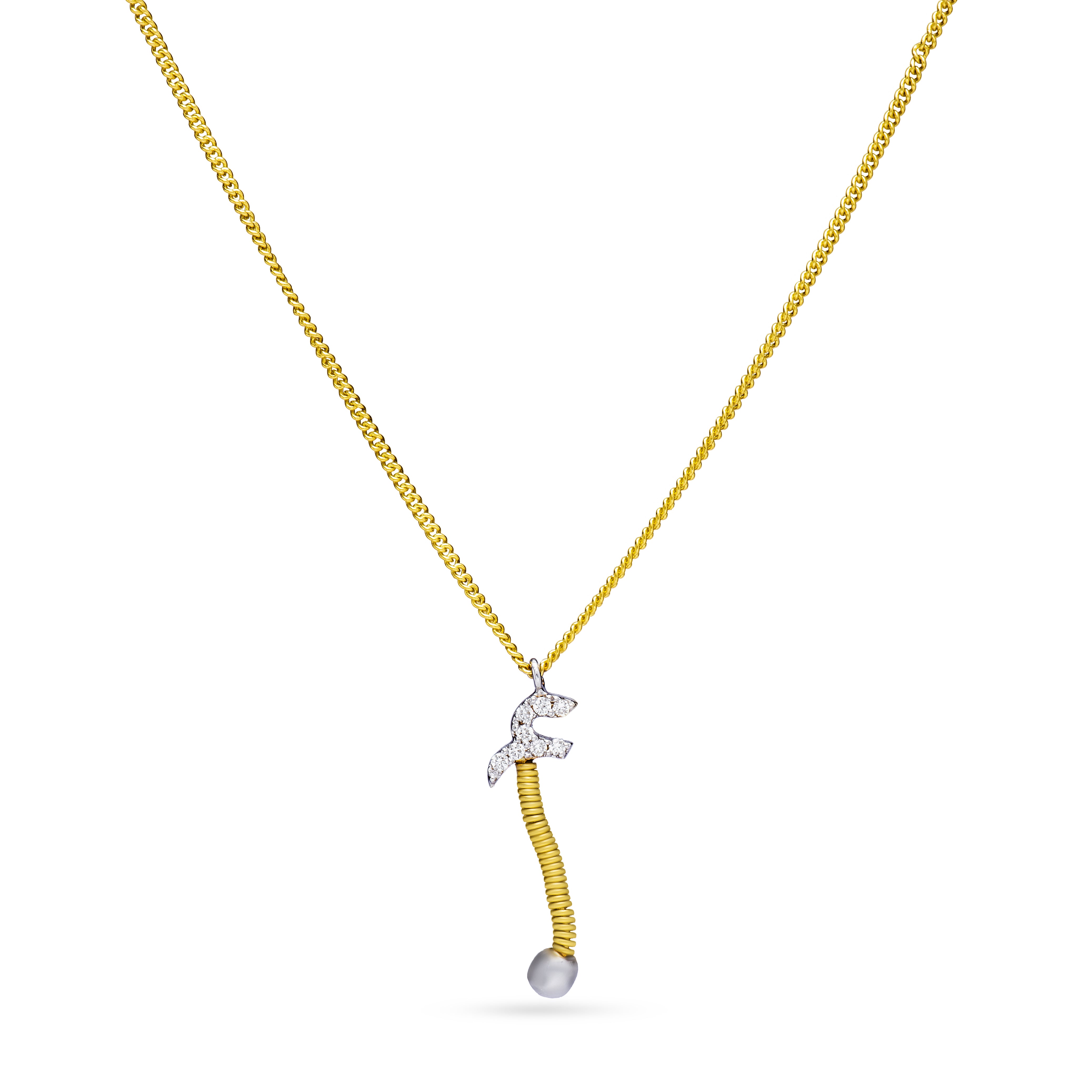 Letter Alef oustanding diamond necklace in 18 K Gold - SIR1699 ...