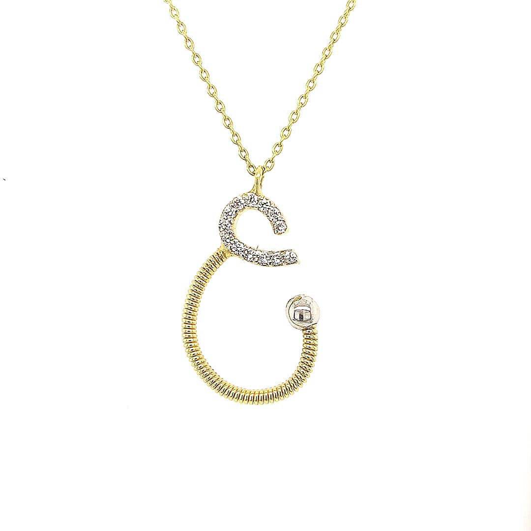 Letter E'een oustanding diamond necklace in Yellow 18 K Gold - SIR1705 ...