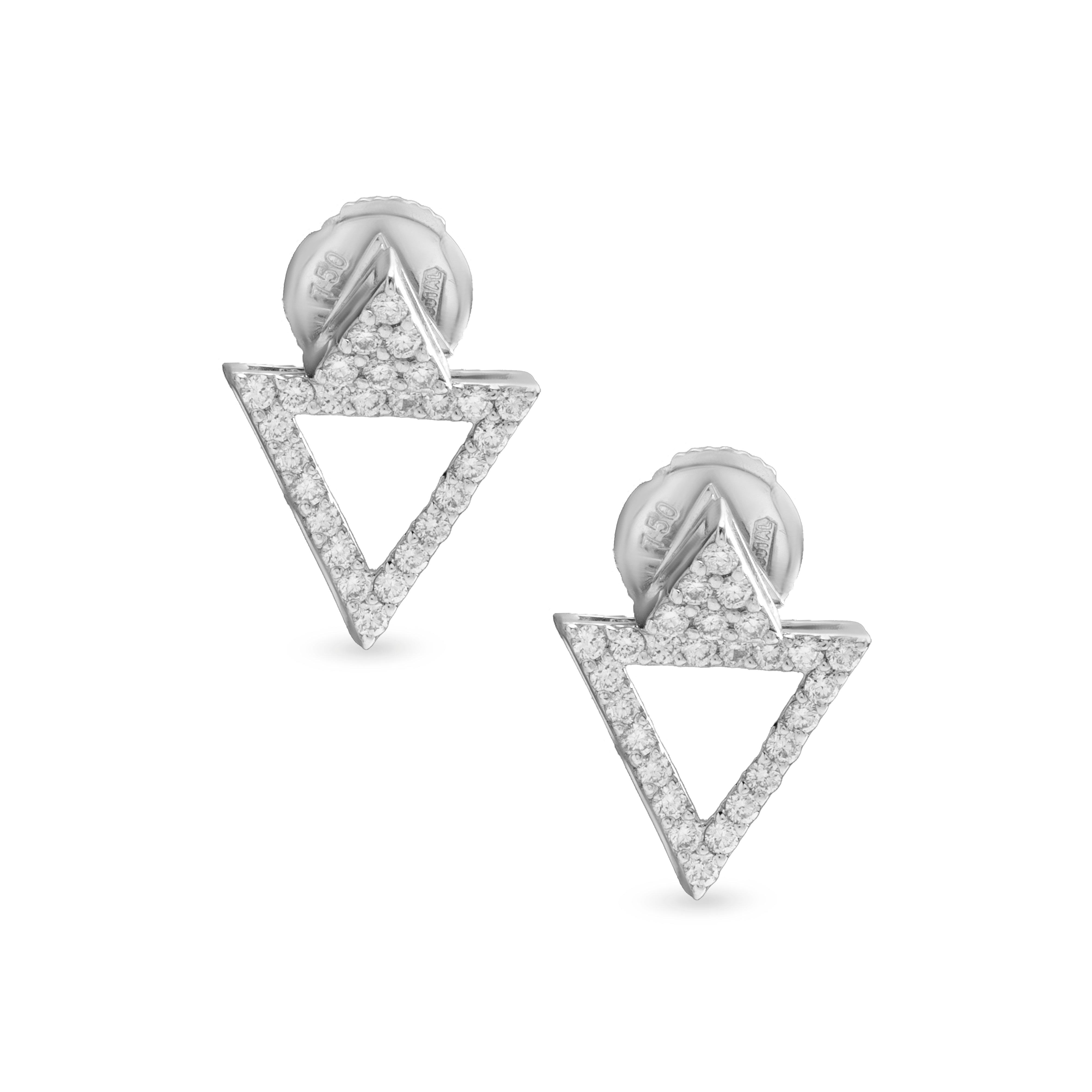 Triangular Diamond Unique Shaped Earring in Yellow 18 K Gold - S-EN021 ...